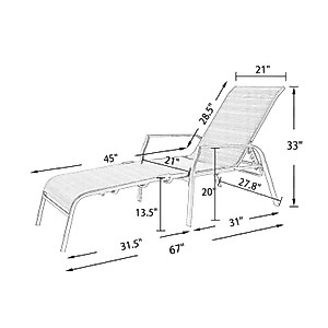 PATIO TREE 2-Piece Folding Textilene Mesh Sling Outdoor Chaise Lounge Chairs, Patio Steel Frame Recliners with Adjustable Backrest for Outside