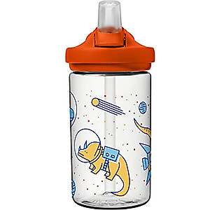 Eddy+ Kids BPA-Free Water Bottle with Straw, 14oz, Space Dinos