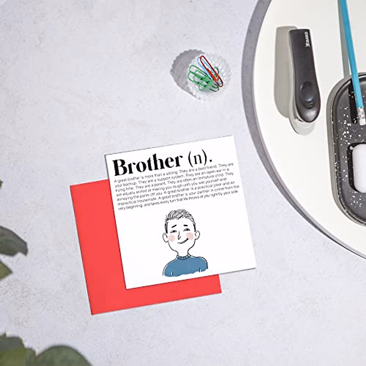 Huxters Brother Birthday Card - Square Happy Birthday Card for Brother - Best Friend‚ Premium Grade Paper Funny Card - Unique Artwork with Inspirational Quote - Includes Cute Envelope (Brother)