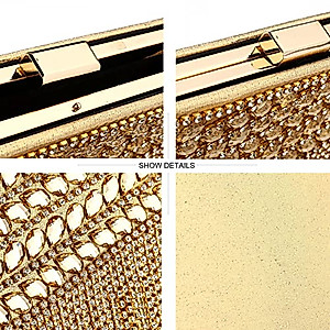 Clutch Purse for Women - Rhinestone Evening Handbag - Crystal Crossbody Bags for Wedding Party Bridal (Gold)