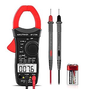 Digital Clamp Meter AP-570N,6000 Counts Auto-ranging Multimeter with DC/AC Voltage&Current,Resistance,Capacitance,Temperature,Frequency,Duty Cycle (Black-570N)