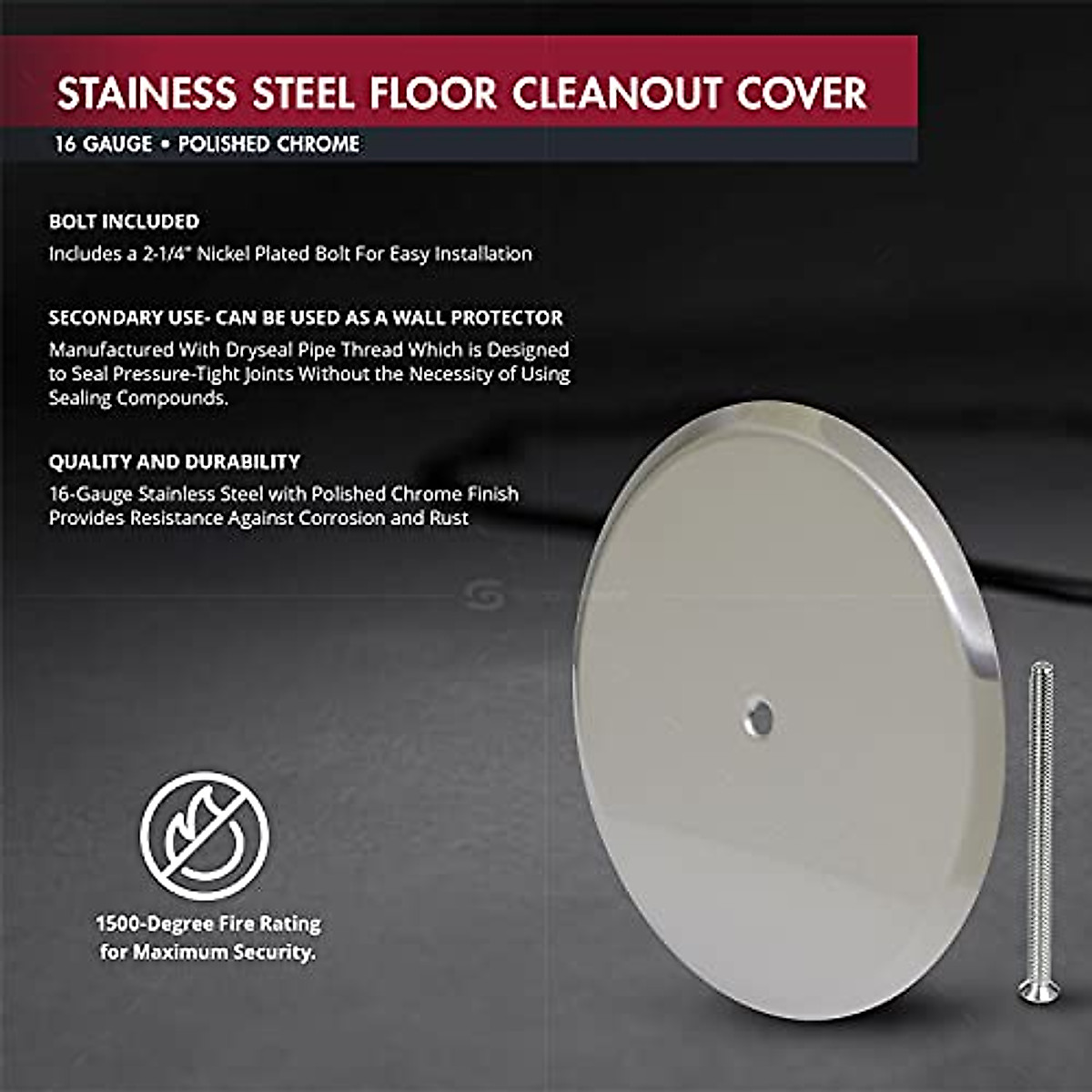 Supply Giant Floor Cleanout Cover Plate, 10-Inch, Stainless Steel, Chrome