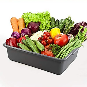 Kiddream Set of 4 Commercial Bus Box Tote, 13 Liter Large Plastic Bus Tub (Gray)