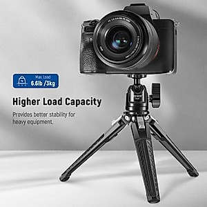 NEEWER Mini Metal Table Tripod with 360° Ball Head, Supports Vertical Recording and Handle, Portable Travel Tripod with 1/4 Inch Screw for Camera Mobile Phone Action Cam, Max. Load 3 kg, TP29
