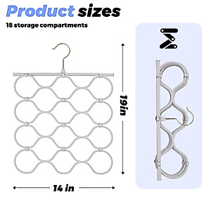 BigOtters 18 Loop Scarf Hanger Holder Organizer Space Saver Organizer Multiple Purpose for Closet Tie,Belt,Scarves,Shawl,Socks-White