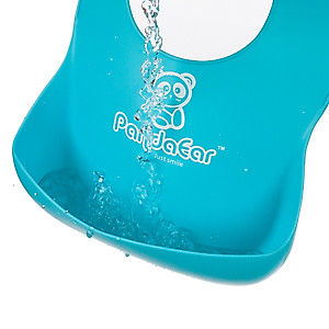 PandaEar Set of 2 Cute Silicone Baby Bibs for Babies & Toddlers (10-72 Months) Waterproof, Soft, Unisex, Non Messy - Turquoise/Lime Green…