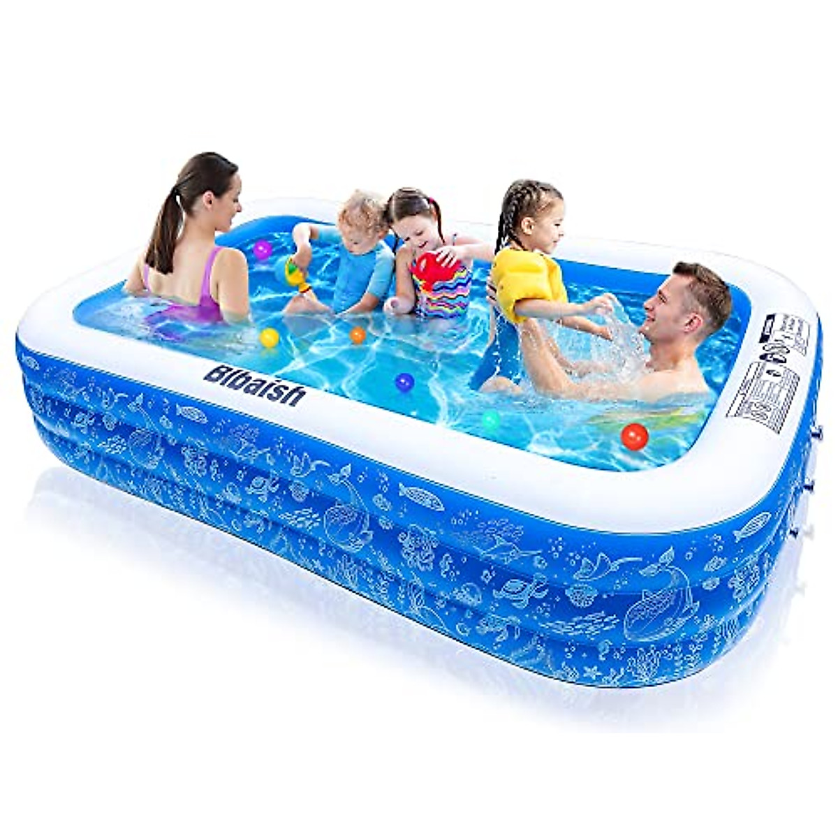 Inflatable Pool, HiTauing 118" X 72" X 22" Inflatable Swimming Pool for Kids and Adults, Above Ground Pool Oversized Thickened Family Blow Up Kiddie Pool for Garden, Backyard, Summer Water Party