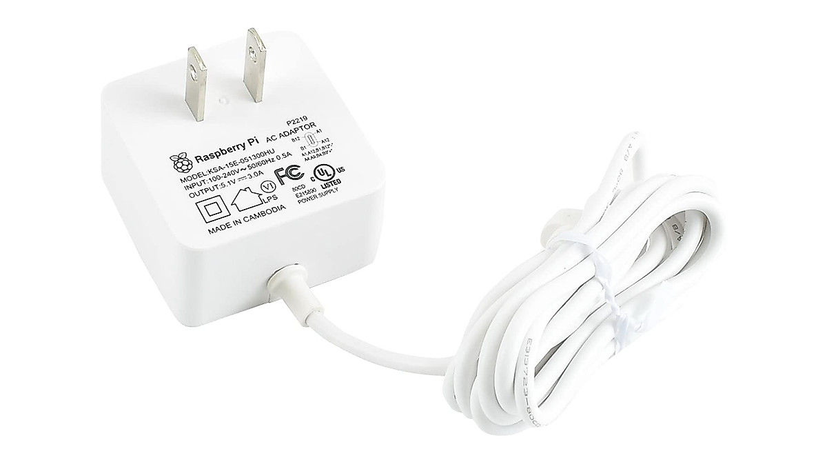 Raspberry Pi 15W USB-C Power Supply US - White | Official Accessories