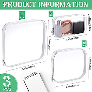 Yeyeplum 3 Pcs Zippered Hard Pouch Clear Storage Bins Stackable Capacity Hard Plastic Zipper Case PVC Travel Bag Toy Bins Clothes Storage Organizer Clear Cosmetics Bag Portable Durable Toiletry Bag