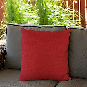 Ruisita 2 Pack 18 x 18 Inches Waterproof Pillow Covers Square Garden Cushion Case Decorative Outdoor Throw Pillow Covers for Home Garden Patio (Red)