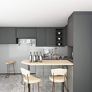 VEELIKE 15.7''x354'' Thick Grey Wallpaper Peel and Stick for Bedroom Bathroom Kitchen Self Adhesive Grey Contact Paper for Cabinets Walls Countertops Waterproof Removable Wallpaper for Living Room