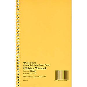 National Single-Subject Wirebound Notebooks, Narrow Rule, Brown Paperboard Cover, (80) 7.75 x 5 Sheets