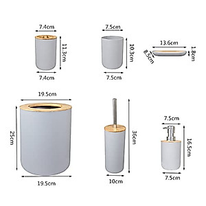 GANFANREN Bathroom Accessories Set 6 Pieces Room Set Toothbrush Holder Soap Dispenser Toilet Brush Trash Can Bathroom Essential Set (Color : C)
