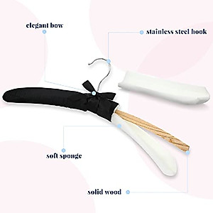 12 Packs Padded Sweater Hangers No Shoulder Bump Anti Slip Padded Hangers for Women Large Satin Padded Coat Hangers for Clothes Sweaters Dresses Suits