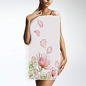 ALAZA Pink Rose Floral Glass Flower Hand Towels Bathroom Towel Highly Absorbent Soft Small Bath Towel Decorative Guest Breathable Fingertip Towel for Face Gym Spa 30 X 15 Inch