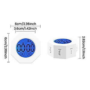 XJ-HOME Multi-Hex Clock Timer (White Version), Digital Clock Timer, Backlight Display, 12/24 Hour Mode, Up and Down Timer, Rotating Display, Various Time Presets for Studying, Cooking, Exercise