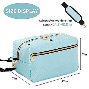 AGX Bravo Small Crochet Bag Organizer Knitting Bag Yarn Holder Storage Bag Crochet Hook Case for Women Crocheting Bags Organizer for 20x1.7oz Yarn Skeins and Crochet Knitting Accessories (Light Blue)