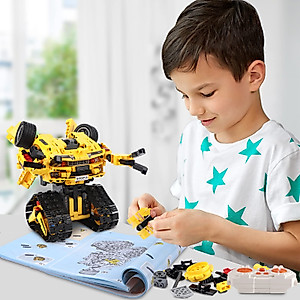 Sciencow 2-in-1 Build a Robot Kit,901 Pieces Remote & APP Controlled Robot or Race Car,Robotic Building Blocks Toys STEM Projects for Kids Ages 8 9 10 11 12 13 14,Chirstmas Birthday Gift for Boys