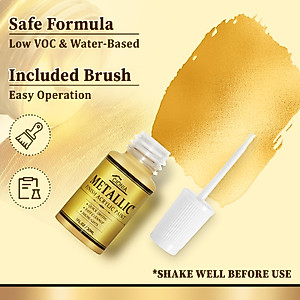 CIONIA Gold Metallic Acrylic Paint, Gold Leaf Touch-Up Paint for Wood, Metal, Arts & Crafts, Home & Wall Decor - Water-Based, Non-Toxic, Odorless, Non-Fading Formula for Long-Lasting Brilliance(1 Fl Oz,Antique Gold)