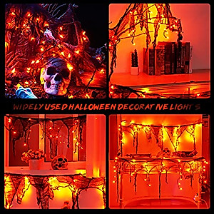 Halloween Decorations Halloween Lights 36 Orange Bulbs 7 Drops Plug In Halloween String Lights with Black Gauzes, Connectable Halloween Decor for Indoor Outdoor Halloween Party Home Mantel Garden Yard