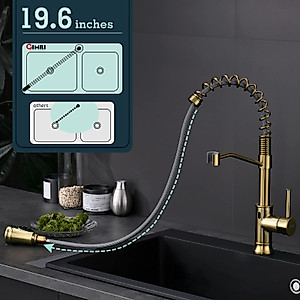 GIMILI Gold Touchless Kitchen Faucet with Pull Down Sprayer, Brushed Brass Motion Sensor Smart Hands-Free Activated Single Hole Spring Faucet for Kitchen Sink