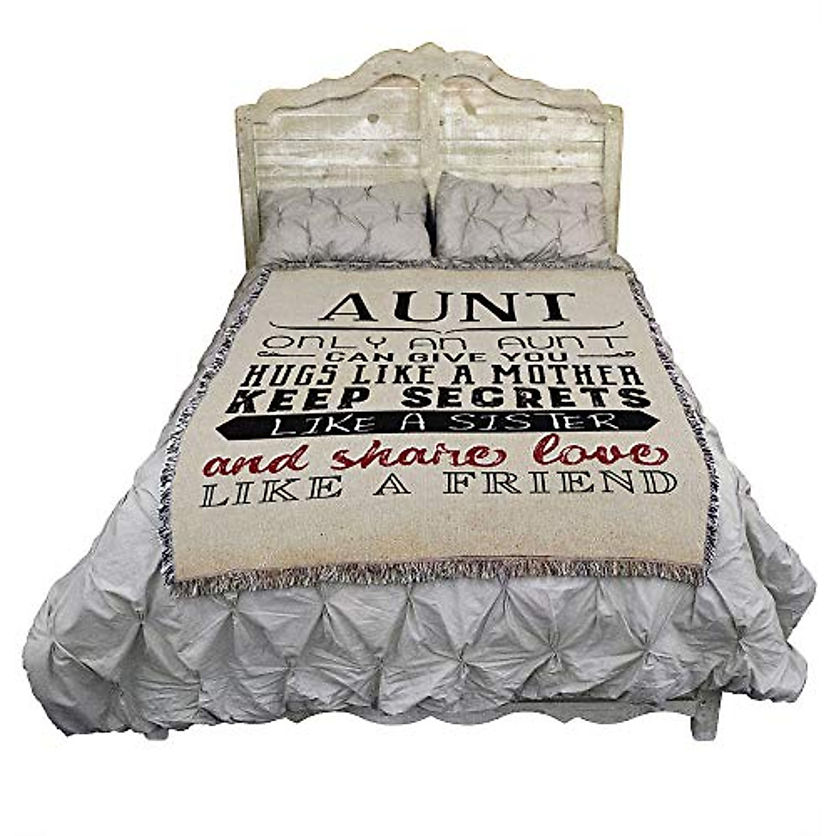 Only an Aunt Can Give You Hugs Like a Mother Blanket - Gift Tapestry Throw Woven from Cotton - Made in The USA (72x54)