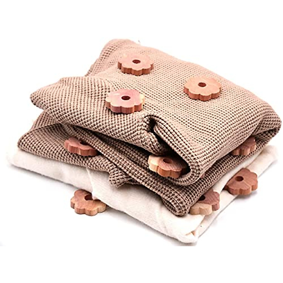 Wahdawn Aromatic Red Cedar Blocks for Clothes Storage, Fresh Scent Cedar Rings and Big Hearts for Closets and Drawers, Natural Car Air Freshener Shoes Odor Remover [40]