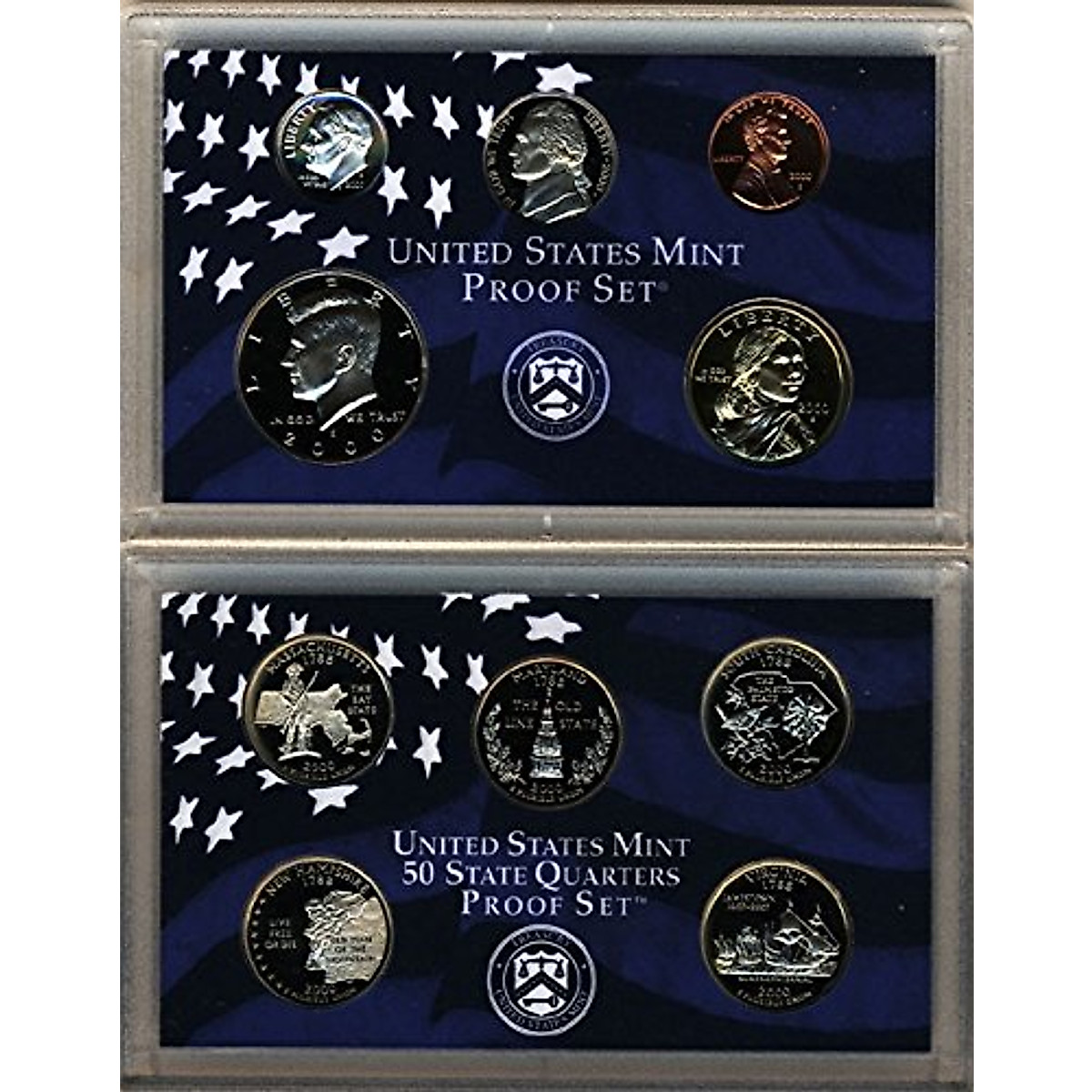 2000 S U.S. Mint 10-coin Clad Proof Set - OGP box & COA Proof