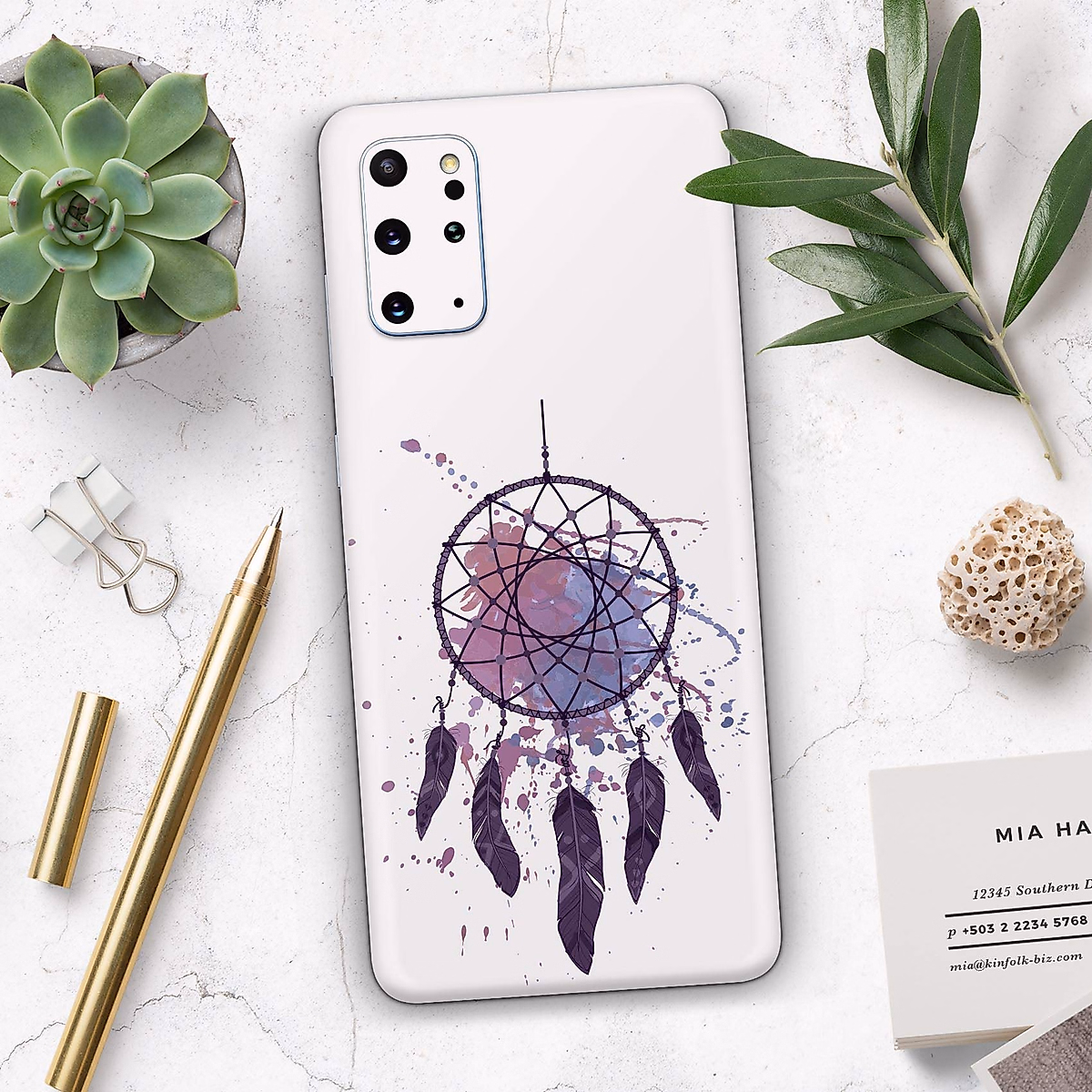DesignSkinz Dreamcatcher Splatter Protective Vinyl Decal Wrap Skin Cover Compatible with The Samsung Galaxy S20 (Screen Trim & Back Glass Skin)
