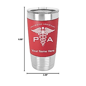 LaserGram 20oz Vacuum Insulated Tumbler Mug, PA Physician Assistant, Personalized Engraving Included (Silicone Grip, Red)