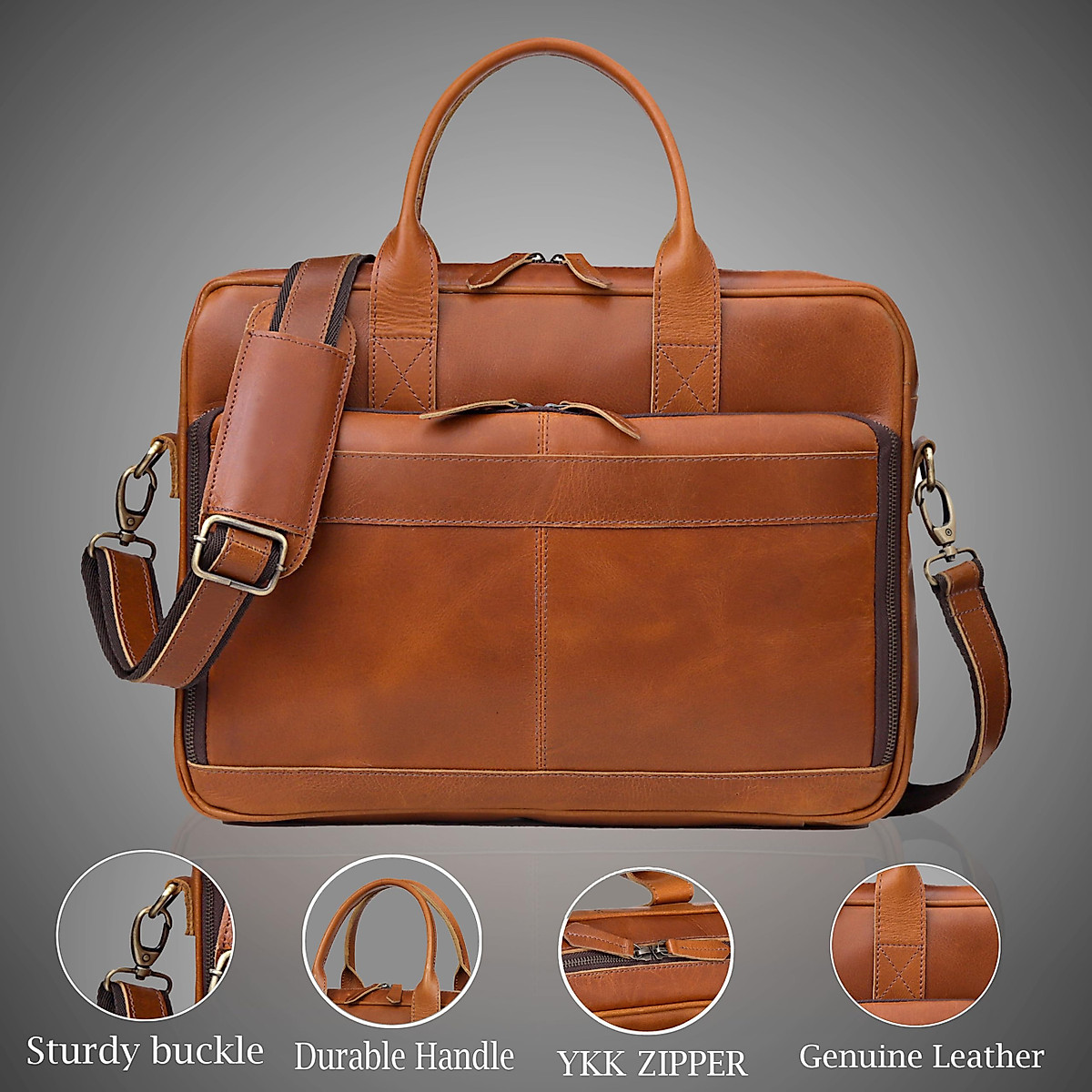 Leather briefcase 18 Inch Laptop Messenger Bags for Men and Women Best Office briefcase Satchel Bag