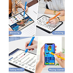 Stylus Pens for Touch Screens, StylusHome Carbon Fiber Tips Stylus Pencil with 3 Replacement Tips, Universal Stylus for iPad iPhone Tablets Android Kids Tablets - 3 Pack (Yellow/Blue/Orange)