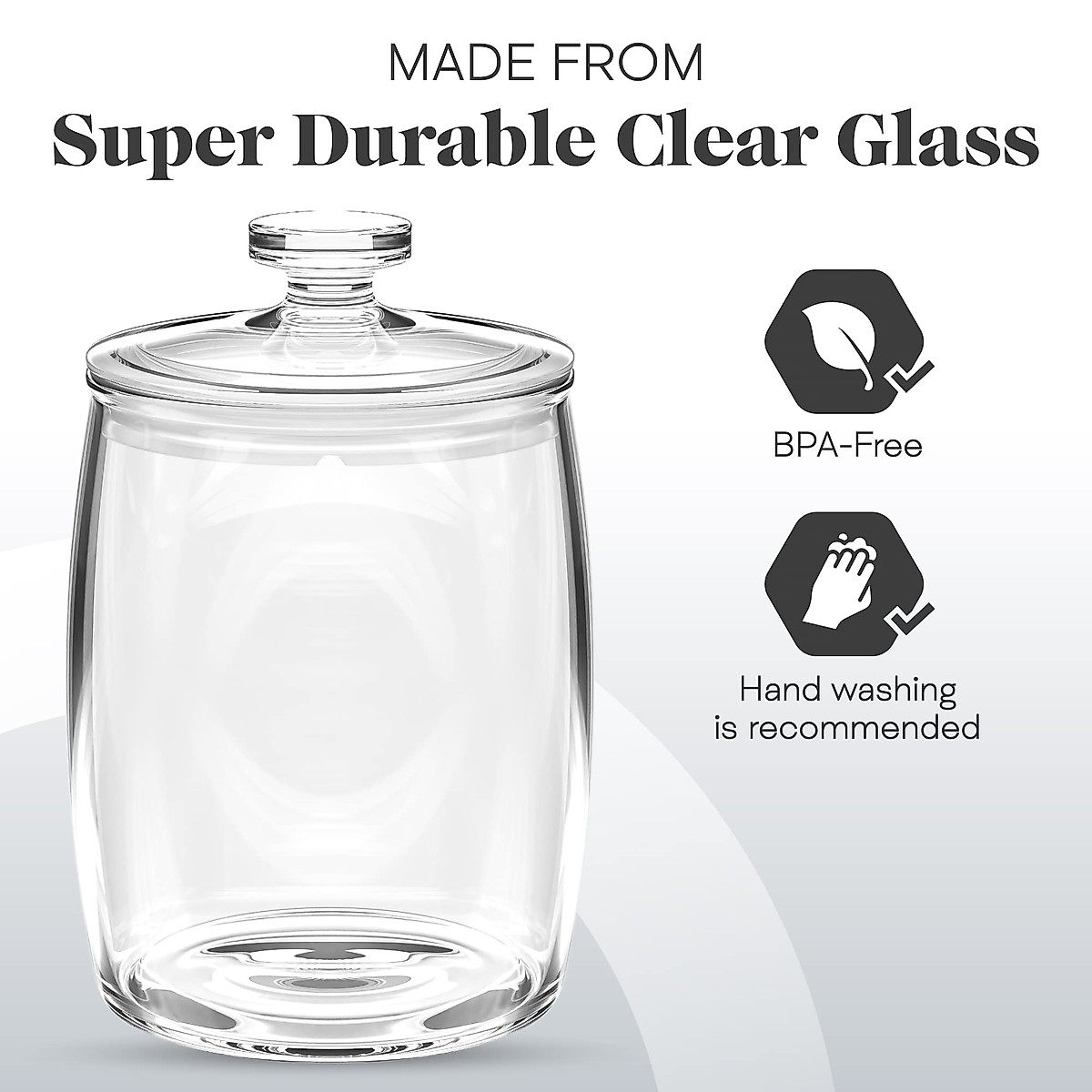 Amici Home Arlo Glass Canister | Food Storage Container with Airtight Lid | Glass Cookie Jar with Lid for Kitchen Countertop, Pantry | Clear Glass Jar, Medium, 142 Oz