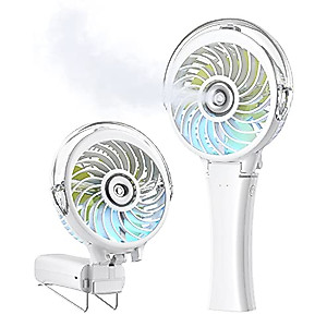 SWEETFULL Misting Fan Portable, Handheld Personal Mister Fan, Small Fan Rechargeable, Mini Spray Water Mist Fan, Kids Women Portable Fan For Travel, Outdoors, Hiking, Camping Home Office (Off white)