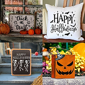 48 PCS Halloween Stencils Reusable, Ghost Bat Witch Spider Pumpkin Stencils for Painting on Wood DIY Crafts Ornaments Wood Slice Halloween Decoration