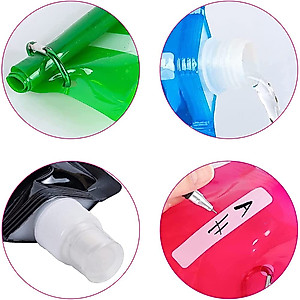 TOPYUEYILIYI 4pcs Foldable Sports Bottle Plastic Water Bag 500ml Collapsible Drink Pouches Bags with Clip Reusable Foldable Plastic Water Bag for Outdoor Sports Biking Hiking Trave