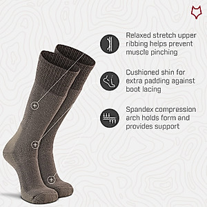 Fox River Standard Cold Weather Boot Heavyweight Military Mid-Calf Socks, Foliage Green, Large