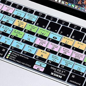XSKN Shortcut MAC OS X Keyboard Skin Cover for Apple New MacBook Pro 13 (Model A1708, No Touch Bar) & Apple MacBook 12 (Model A1534) (US Layout)