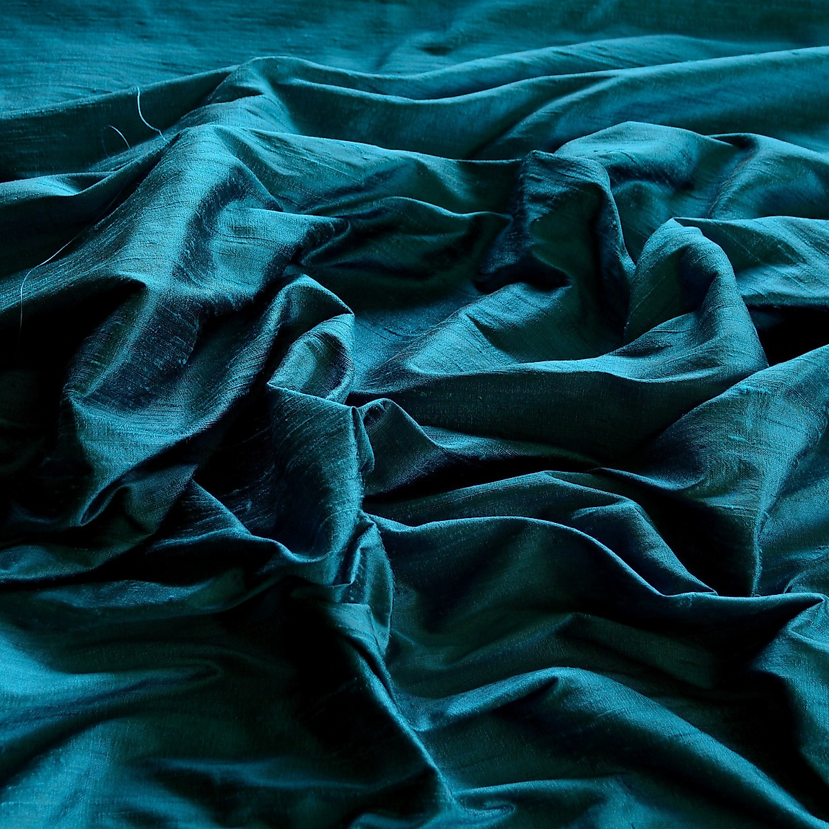54" Wide - Iridescent Teal Blue Dupioni Silk, 100% Silk Fabric, by The Yard