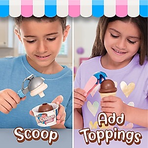 Ice Cream Counter Playset for Kids, Pretend Play (28 pcs) Best Gift for 3 4 5 6 Year Old Girl or Boy, Play Food Scoop and Serve, Toddler Toy