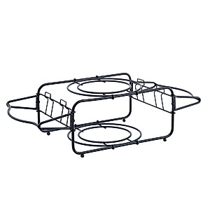 Giftburg Farm Buffet Caddy Tabletop Organizer, Flatware Napkin and Plate Picnic Caddy Stackable Serving Set, Black