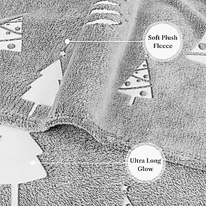 PAVILIA Glow in The Dark Blanket, Christmas Tree Gift for Girls Boys, Toy Blanket for 1 2 3 4 5 6 7 8 9 10 Year Old, Soft Plush Fleece Kids Gift Blanket for Birthday, Christmas, Room Decor, 50x60