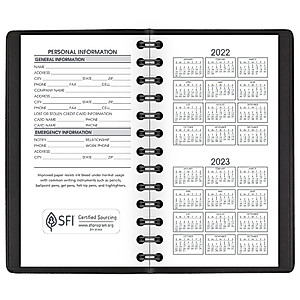 2022 Pocket Calendar by AT-A-GLANCE, Weekly Planner, 2-1/2" x 4-1/2", Pocket Size, Unruled, Black (7003505)