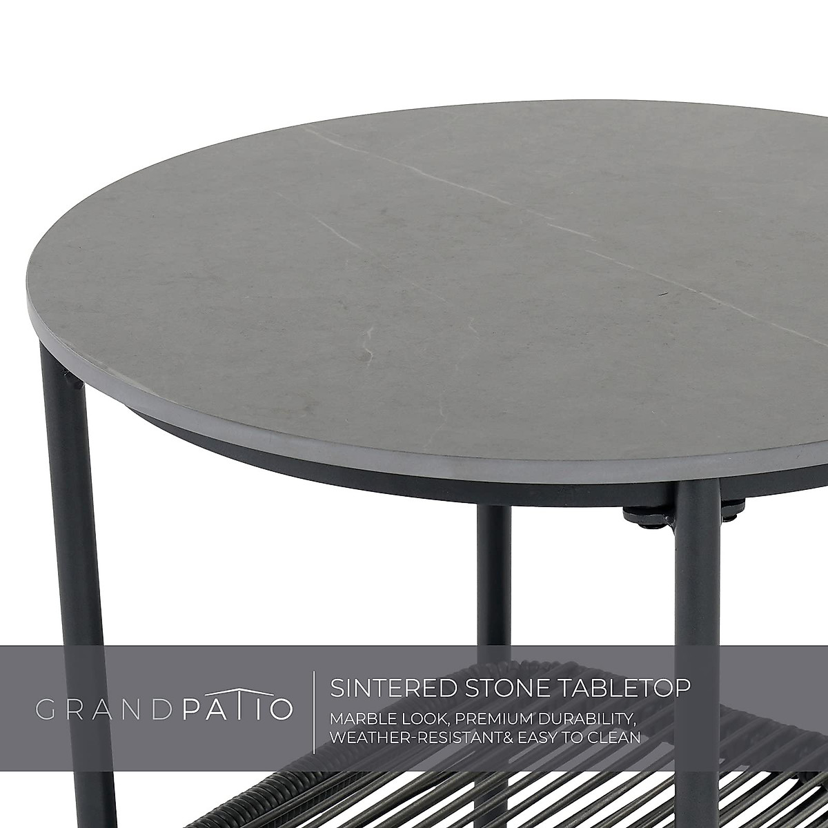 Grand patio Outdoor 3-Piece Conversation Seating Set - Low Slung Comfort, Lightweight Aluminum Frame, Water-Resistant 6.25" Thick Cushions - Dark Gray