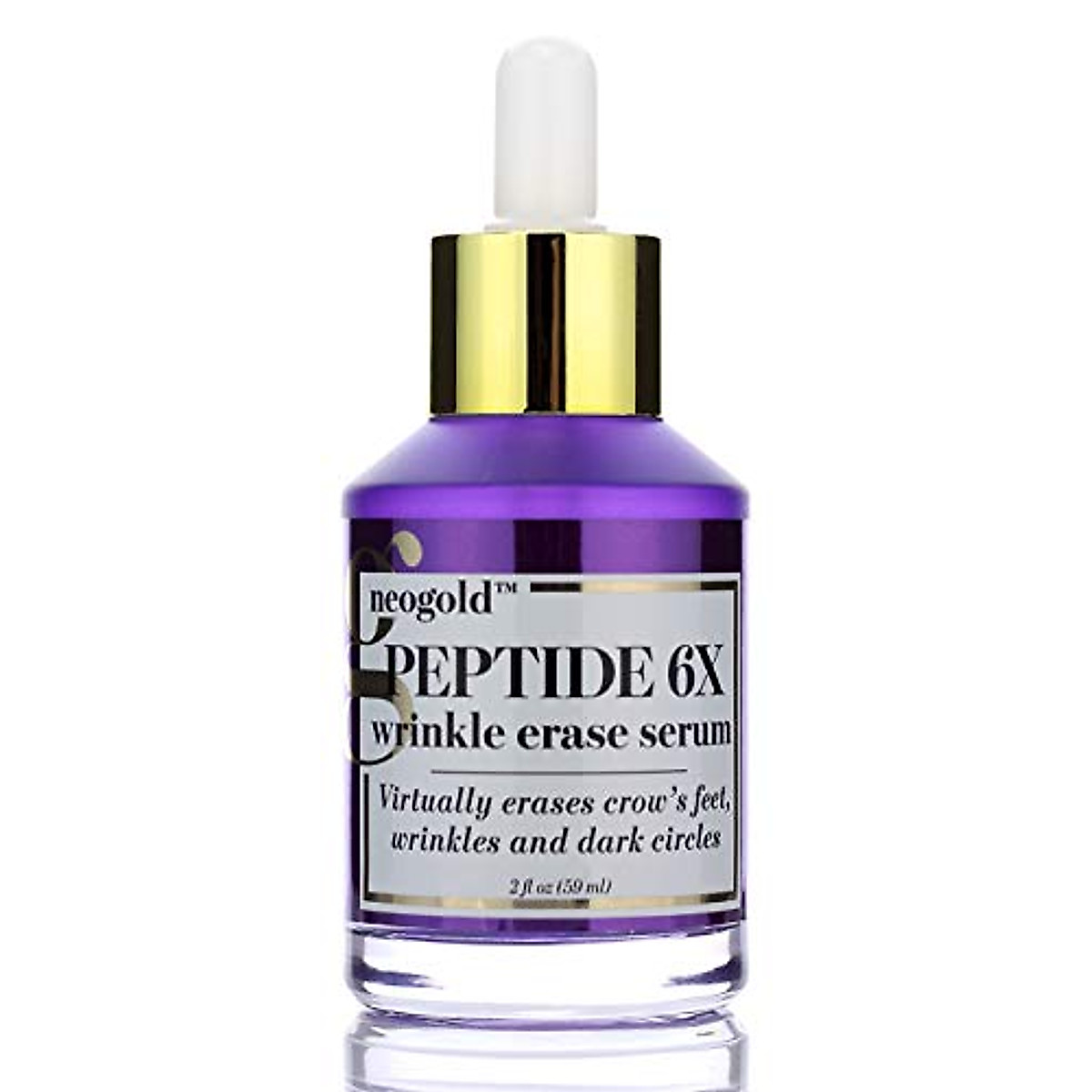 Neogold 6X Anti Aging Peptide Serum Moisturizer Skin Care Facial Oil Booster For Face, Wrinkles, Fine Lines, & Puffiness, Peptide Concentrate W/Collagen Plumps, Lifts, & Evens Skin Tone, 2 Fl Oz