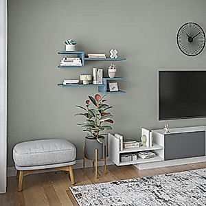 Ada Home Decor Webbs Modern Petrol Blue Wall Shelf 6.69'' H x 29.53'' W x 7.87'' D/Wall Storage/Shelving Unit