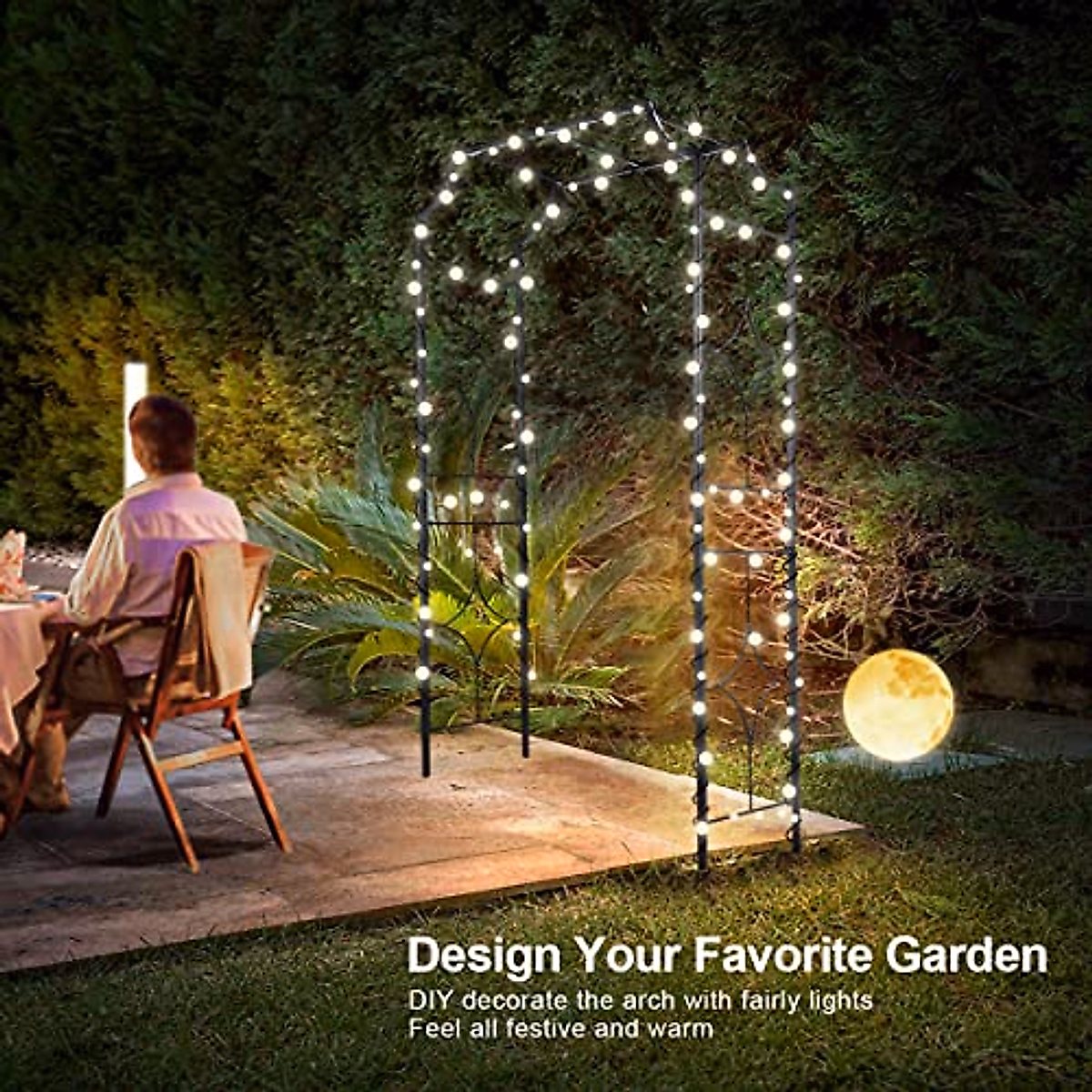 RICHRYCE Outdoor Metal Garden Arch with Double Gate, Garden Arbor for Various Climbing Plant, Outdoor Garden Lawn (25.3''W x 47.6''L x 102.3''H)