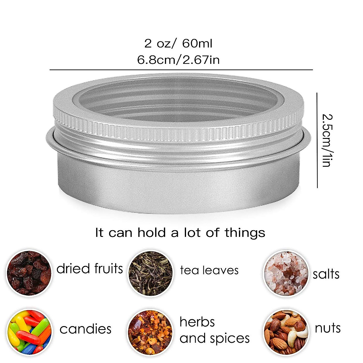 Lainrrew 15 Pack 2oz Metal Round Tins, Aluminum Empty Candle Tins with Screw Lid Small Storage Travel Tin Jars Containers for Spices, Candles, Arts & Crafts, Cosmetics (2oz)