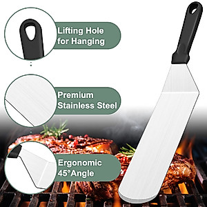 7Pcs Griddle Spatula Set, Leonyo Stainless Steel Griddle Accessories with Dough Scraper, Hamburger Spatula, Small Turner for Flat Top, Heavy Duty Metal Spatula for Cast Iron Skillet, Hibachi, Pancake