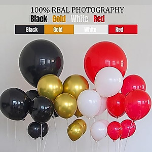 Casino Balloon Garland Arch Kit, 128Pcs Red Black White Gold Balloon With Starburst Dice Foil Balloons Giant Paper Card for Casino Las Vegas Game Night Poker Theme Party Decorations